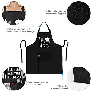 I'll Feed All You - Funny Apron for Men with 2 Pockets Christmas Gifts for Dad, Birthday Gifts for Men, Women, Boyfriend, Husband, Brother, Mom, Friend, BBQ Grilling Aprons for Men