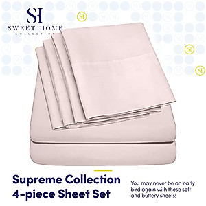 Twin Size Bed Sheets - 4 Piece 1500 Supreme Collection Fine Brushed Microfiber Deep Pocket Twin Sheet Set Bedding - 1 EXTRA PILLOW CASES, GREAT VALUE, Twin, Pale Pink