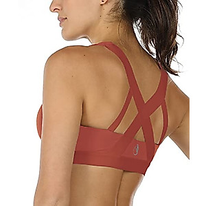 icyzone Women's Workout Yoga Clothes Activewear Racerback Strappy Sports Bras (XL, Copper Brown)