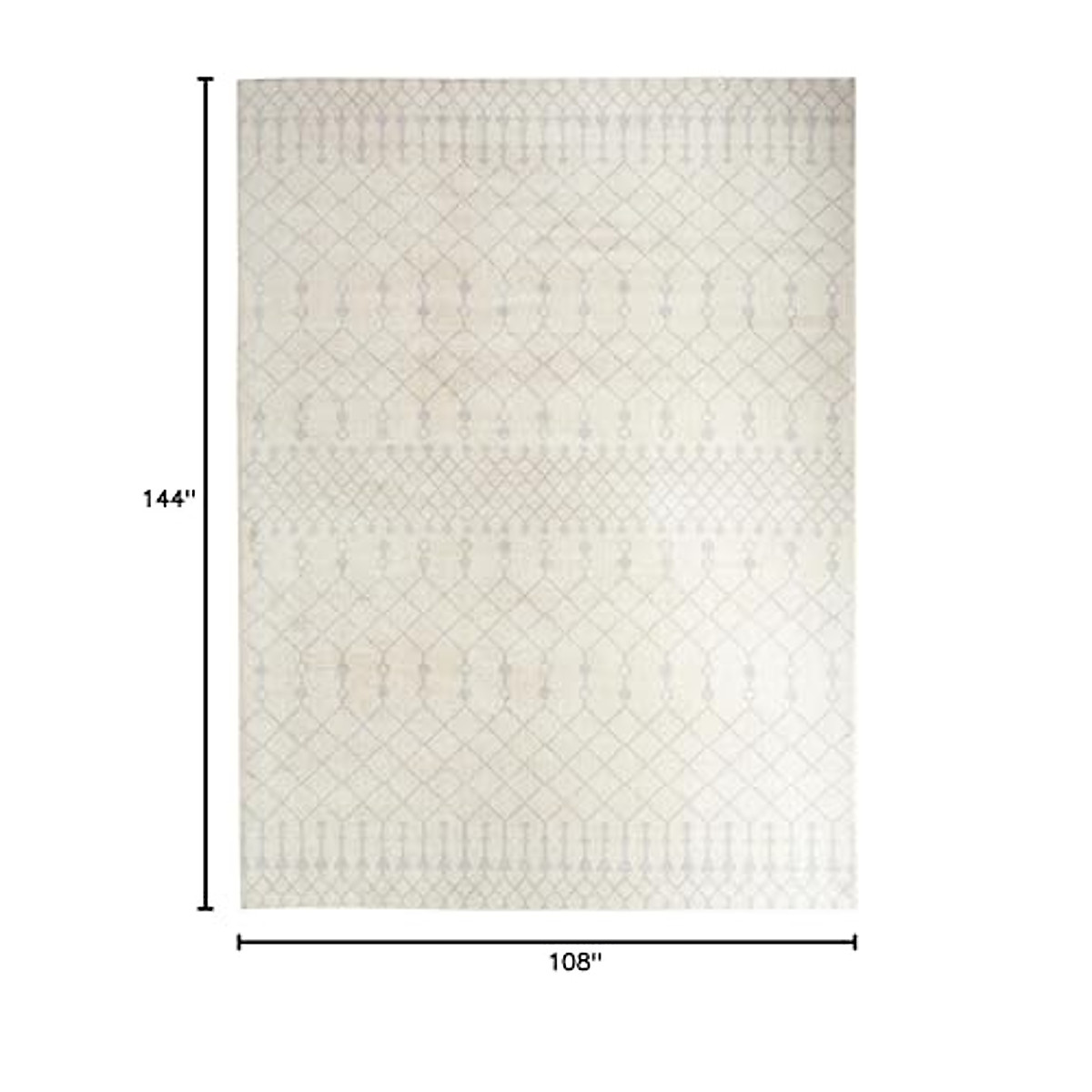 Nourison Astra Machine Washable Moroccan Ivory 9' x 12' Area Rug, Easy Clean, Non Shedding, Bed Room, Living Room, Dining Room, Kitchen (9x12)