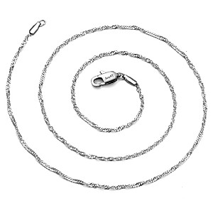 AmyRT Jewelry 2mm Titanium Steel Silver Singapore Chain Necklaces for Women 20 in