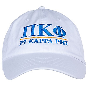Ann Arbor T-shirt Co. Pi Kappa Phi | Classic Pi Kapp Fraternity Line PKP Baseball Rush Frat Hat Cap White
