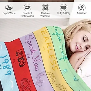 Music Fans Blanket Soft Flannel Concert Blanket Singer Music Album Throw Blanket 1989 Pink Red (40"x50", Album)