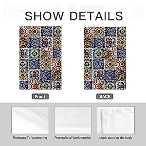 Double-sided garden flag Mexican Talavera Ceramic Tile Pattern Ethnic Folk Outdoor Flag Garden Flag Yard Outdoor Decoration （12×18in）.