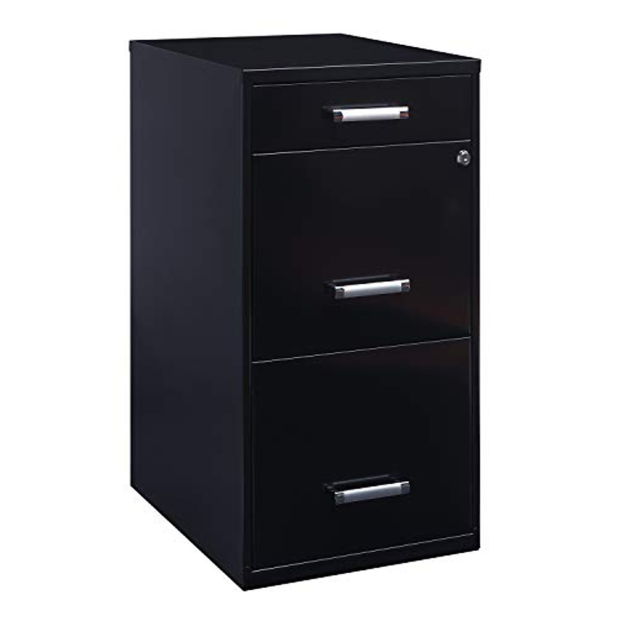 Office Dimensions 18in. Deep 3 Metal Organizer Pencil Drawer SOHO Vertical File Cabinet, Black