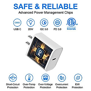 [Apple MFi Certified] iPhone Fast Charger, 2Pack 20W PD Type C Wall Charger Block with 6FT USB-C to Lightning Cables Compatible with iPhone 14/13/ 12/11/ XS/XR/X/ 8 Plus/iPad