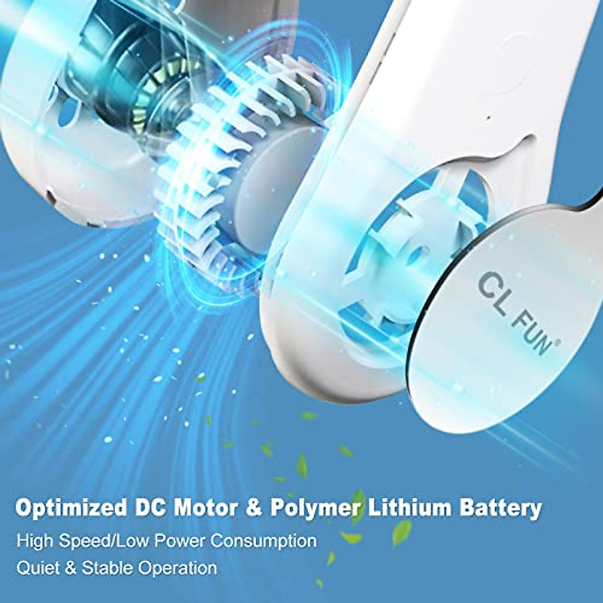 CL FUN Neck Fans Portable Rechargeable, Portable Bladeless Neck Fan for Women Men, Personal Fans for Your Neck, Battery Operated Fan Blow Cold Air, 3 Speeds Ultra-Quiet Wearable Fan for Outdoor Indoor