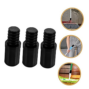 Cabilock 3pcs Mop Head Whisk Broom Handle Threaded End Threaded Handle Tips Handle Tips for Extension Poles Push Broom Handle Threaded Tip Repair Kit Tips for Handle Connector Plastic Black