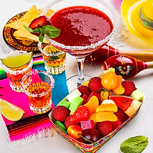 Sumind 50 Pcs Mexican Nacho Trays Disposable Food Trays Fiesta Party Decorations Paper Snack Taco Boats for Popcorn Candy Hot Dog Cinco De Mayo Birthday Mexican Party Supplies(Bright)