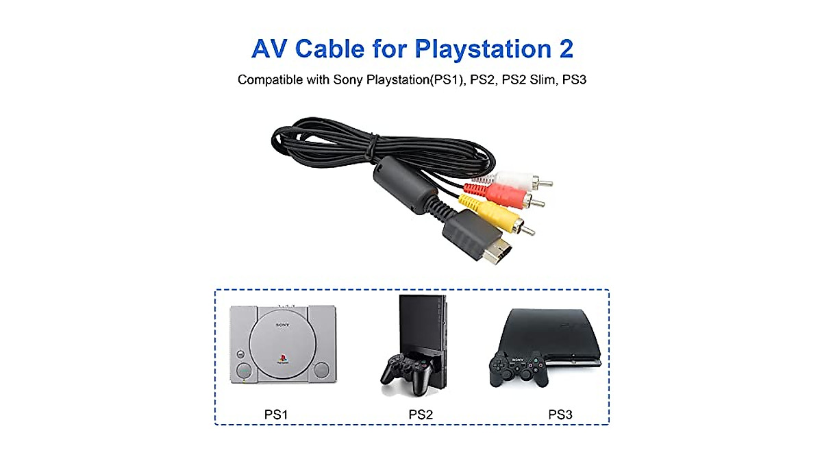 Power Cord & AV Cable for PS1/PS2/PS3 - Reliable Connection