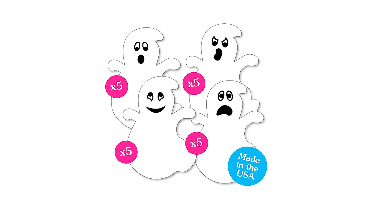 Spooky Ghost Decorations - DIY Halloween Cutouts Set of 20