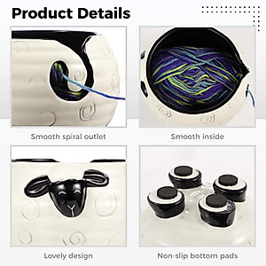 Yarn Bowl for Crochet, Ceramic Sheep Yarn Bowl with Smooth Spiral Outlet for Tangle-Free Knitting, Lovely Sheep Crochet Yarn Holder for Needlecraft & Decoration