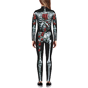 Rose Skeleton Bodysuit Day of the Dead Skull Bone Bodysuit Rose 7-8 Years