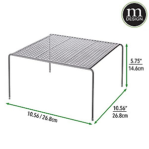 mDesign Modern Metal Square Closet, Cabinet, Countertop Organizer Storage Shelf for Bedrooms, Bathrooms, Entryways and Hallways - Durable Steel, Non-Skid Feet - 4 Pack - Graphite Gray