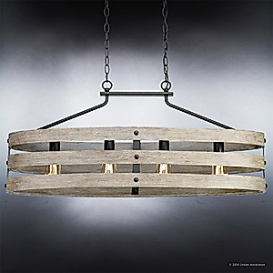 Urban Ambiance Luxury Modern Farmhouse Chandelier, Large Size: 17" H x 38.5" W, with Rustic Style Elements, Charcoal Finish, UHP2476 from The Adelaide Collection