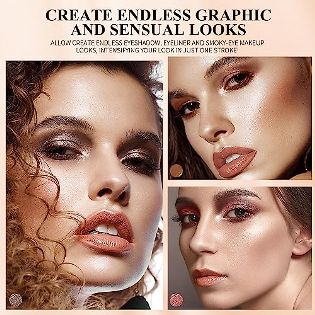 LUXAZA Neutral Brown Liquid Eyeshadow Set, 5Pcs - Long Lasting, Highly Pigmented, Quick-Drying Sparkling Eye Shadow Makeup, Multi-Use, Travel Friendly