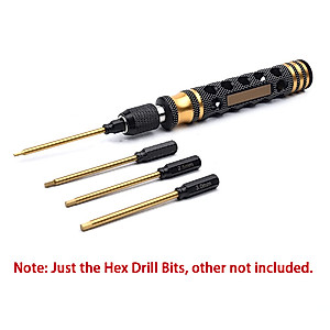 RC Hex Drill Bit 1.5mm 2.0mm 2.5mm 3.0mm Hex Screwdriver Tip RC Hobby Tools Kit for RC Helicopter Model(4PCS)