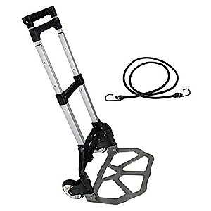 F2C Portable Folding Hand Truck Aluminium Luggage Trolley Cart and Dolly 175 lbs Capacity with Black Bungee Cord, Telescoping Handle, PVC Wheels with Double Bearings for Travel Office Auto Moving