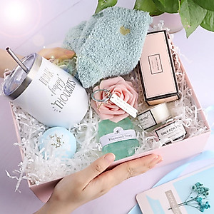 ENKUY Valentine's Day Gifts for Women, Mother Day Gift, Wine Tumbler Set, Thinking of You Gifts for Women, Stress Relief Gift for Women, Wife, Sister, Best Friend