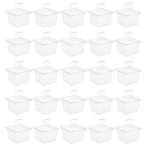 balacoo 100Pcs Reptile Breeding Box Plastic Transparent Feeding Case Hatching Container with Lid for Spider Scorpion Gecko Insect Snake Tortoise