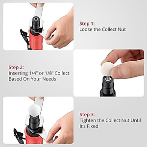 XUNTOP 25000Rpm Pneumatic Straight Die Grinder with After-Exhaust,Straight Die Grinder with Empty Oil Bottle and 1/4" 1/8"Collets Widely Used in Polishing,Edge Smoothing,Deburring