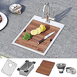 Ruvati 15 x 20 inch Workstation Drop-in Topmount Bar Prep RV Sink 16 Gauge Stainless Steel - RVH8210