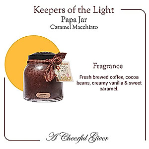 A Cheerful Giver — Caramel Macchiato - 34oz Papa Scented Candle Jar with Lid - Keepers of the Light - 155 Hours of Burn Time, Gift for Women, Brown