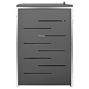 Triple Wheelie Bin Shed,Outdoor Trash can Storage,Outdoor Toy Storage,Garden Shed,Includes Luxury Springs and Convenient Lid,for Backyards and Patios, 81.5"x30.5"x45.3" Stainless Steel,Lockable