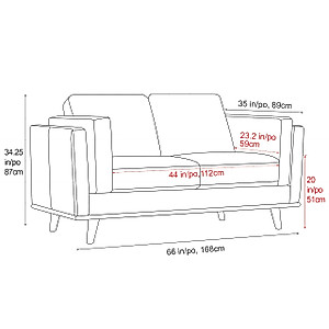 Valencia Artisan Full Leather Loveseat Sofa 66”| Pure Full Italian Nappa Leather Couch, Solid Wood Accent, Ultimate Comfort, Chocolate