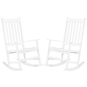 Outdoor & Indoor Rocking Chair Set of 2, All-Weather Porch Rocker with 400 lbs Weight Capacity, Front Porch Rocking Chairs, for Backyard, Lawn, Fire Pit, Patio and Garden, White