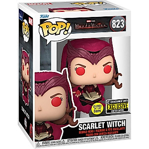 POP Marvel: WandaVision - The Scarlet Witch Glow-in-The-Dark Exclusive Funko Vinyl Figure (Bundled with Compatible Box Protector Case), Multicolored, 3.75 inches
