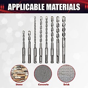 wesleydrill Rotary Hammer Drill Bit Set 8 Pcs SDS-Plus Drill Bits Fit for Fast Drilling in Block, Masonry and Concrete