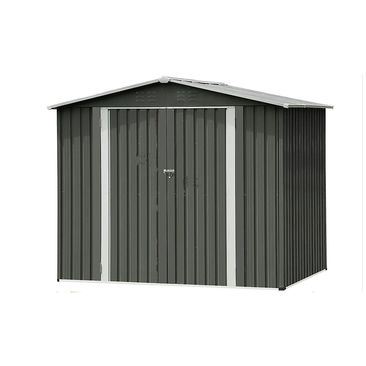 Storage Shed, Outdoor Storage Shed 8 x 6 FT Lockable Metal Garden Shed Steel Anti Storage House with Shutter Vents Single Lockable Door for Garden Shed House, Gray