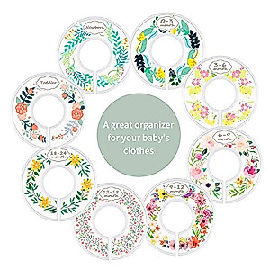 ManGotree Baby Closet Size Dividers, Set of 8 Nursery Baby Closet Clothes Dividers, Baby Nursery Toddler Clothes Size Organizer Dividers (Flower Pattern)