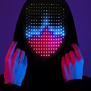 Keledz Led Mask, Light up Mask with Gesture Sensing Control, LED Lighted Face Transforming for Costume Cosplay Party Masquerade, Hallowee Mask