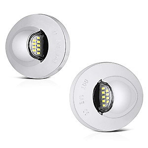 VIPMOTOZ Pure White SMD LED Chrome License Plate Light Tag Lamp Assembly Replacement For Ford F150 F250 F350 Super Duty Ranger Pickup Truck Explorer Bronco Excursion Expedition