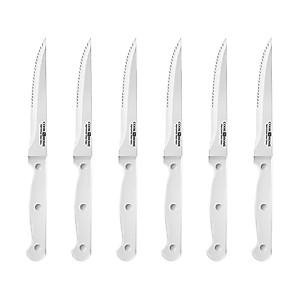 Cook N Home Kitchen Knife Set with Bamboo Storage Block 15-Piece, High Carbon Stainless Steel Blade, White