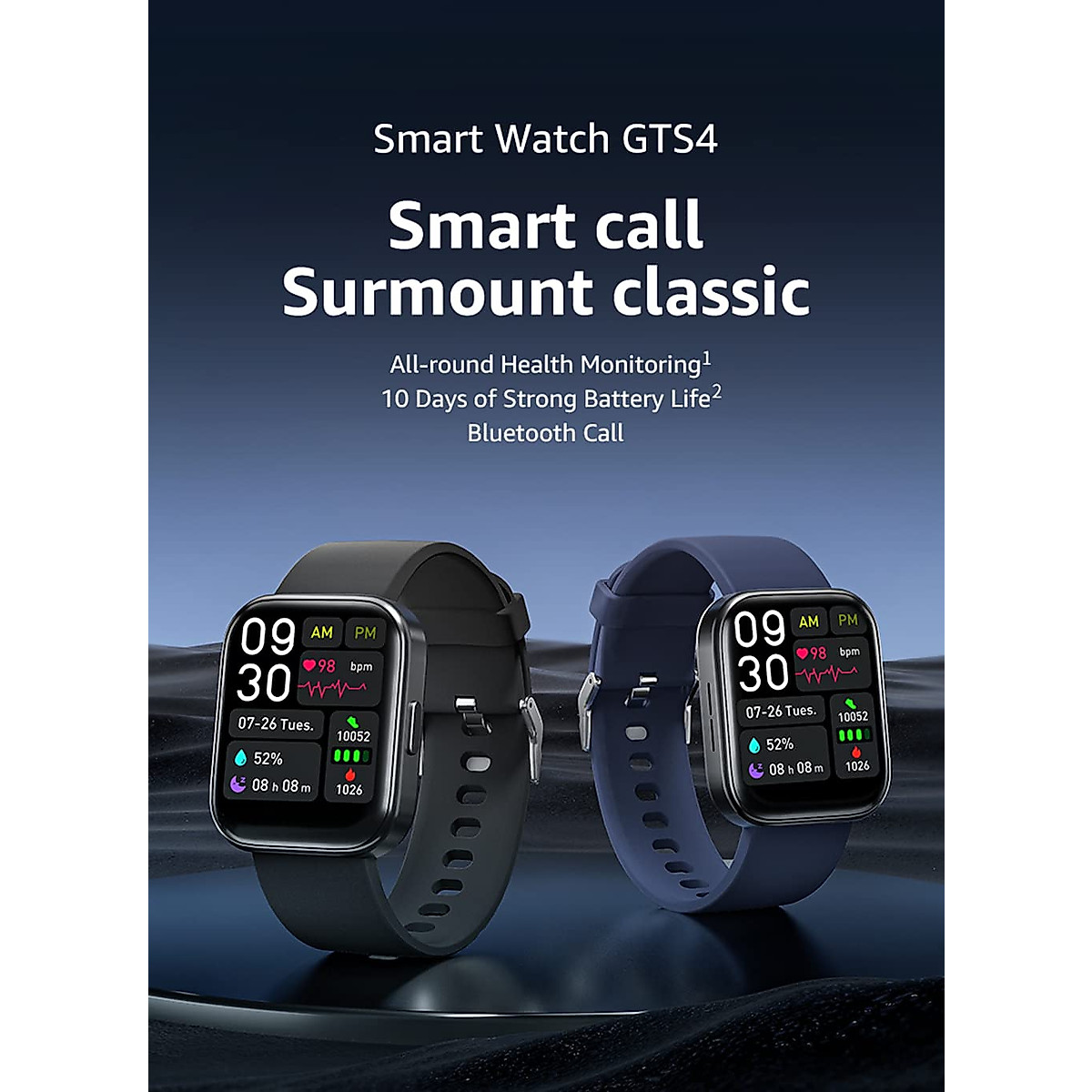 HANDA Smart Watch for Men Women,Fitness Tracker with 100 Sport Modes,Blood Oxygen Heart Rate Sleep Monitor,10 Day-Battery Life,Bluetooth Call IP67 Waterproof Activity Tracker for Android & iOS (Blue)