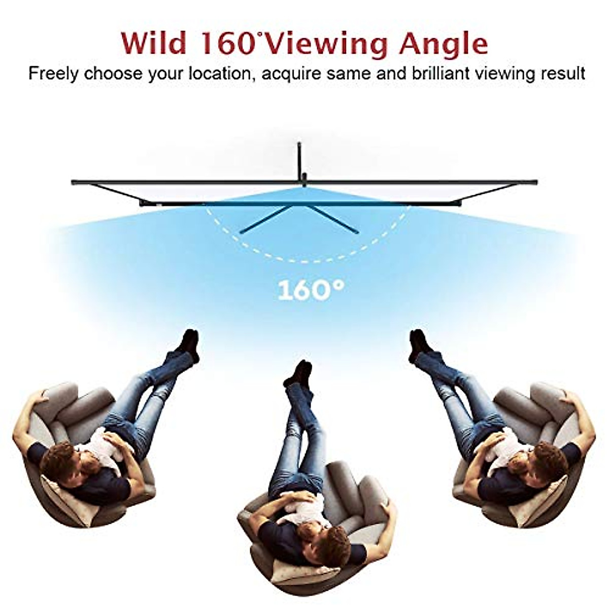 Safstar 100" Tripod Projection Screen, Portable Tripod Floor Stand Manual Pull up Home Theater Office Presentation Projector Screen 87" x 49" Viewing Area