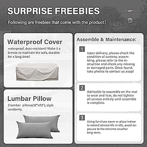 Patio Furniture Outdoor Sofa Grey Wicker Outdoor Furniture Outdoor Couch Deep Seat Sofa Hight Backrest with Waterproof Cover and Anti-Slip Cushions, Grey