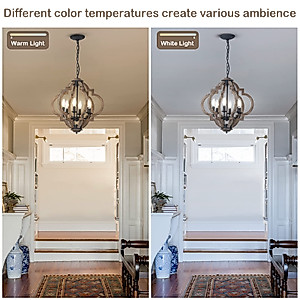 Eayaya Farmhouse Chandeliers for Dining Room, 6-Light Rustic Dining Room Light Fixture Over Table, Wood Black Hanging Pendant Lights Kitchen Island, Boho Chandelier for Bedrooms Entryway Living Room