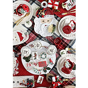 Mud Pie Stoneware Christmas Serving Tray with Dip Cup and Spreader Set, Snowman