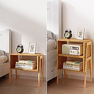 Pipishell Bamboo Shoe Rack Bench with Bamboo End Tables