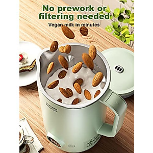 VEGAPUNK Nut Milk Maker Machine 20oz - Smart Automatic Cold and Hot Dairy Free Soybean/Oat/Coconut/Soy Milk Maker Machine with Filter Bag - Plant Based Almond Cow Milk Machine Maker for Vegan - Green
