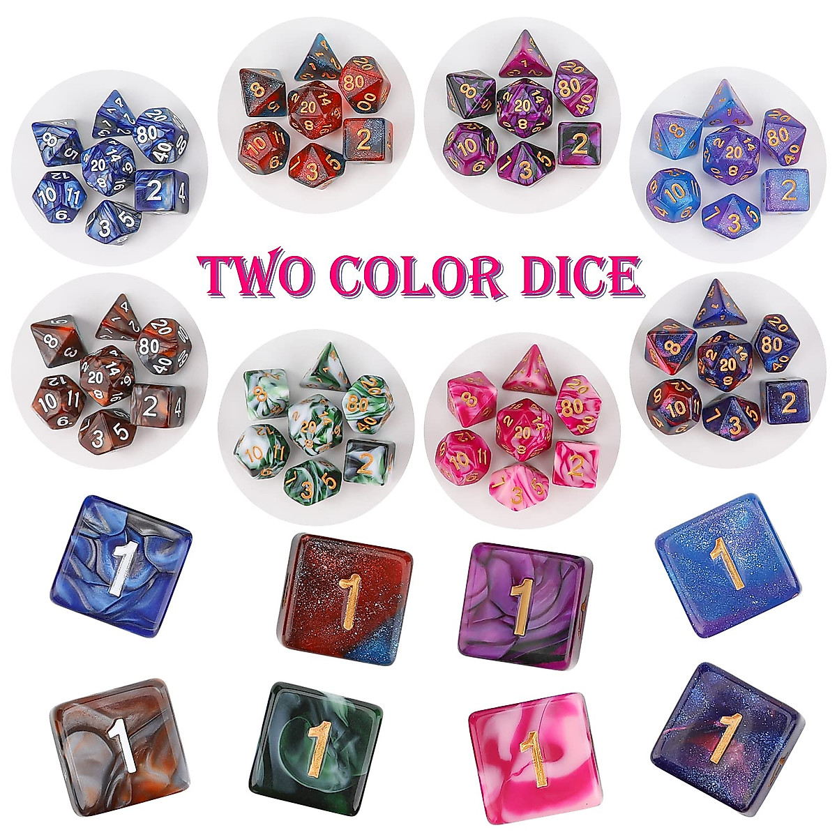 Surhugvy DND Dice Set, 25 X 7 Polyhedral Dice (175 Pieces) for Dungeons and Dragons DND RPG MTG Table Game D4 D6 D8 D10 D12 D20 25 Colors Dice with 1 Large Flannel Bag
