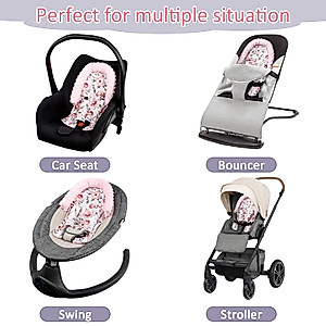 Baby Car Seat Head Support and Strap Cover, Nursing Pillow Cover for Girls, Pink Floral