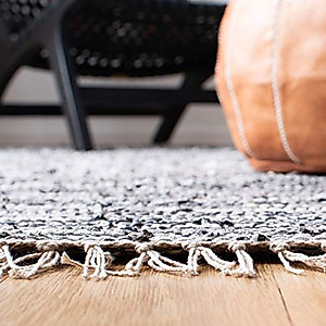 SAFAVIEH Rag Rug Collection 4' Round Grey RAR128A Handmade Boho Stripe Cotton Area Rug