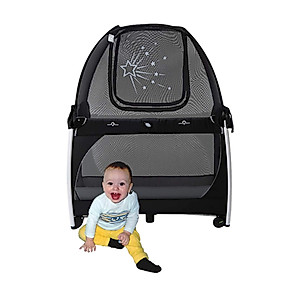 Aussie Cot Net Crib Tent Fits a Pack n Play - Portable Travel Tent to Keep Baby from Climbing Out - Black Crib Netting Helps Settle Baby to Sleep Better and Longer