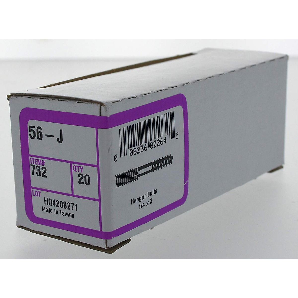 Hillman 732 Zinc Hanger Bolt (1/4" x 3")