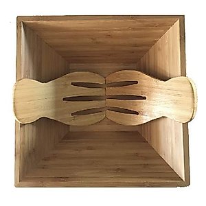 JB Home Collection 4563, Large Bamboo Salad Bowl Set with 2 pieces Salad Hand Server Forks - Great for Serving Fruit, Salad, Pasta, Wood Brown 11"x11"